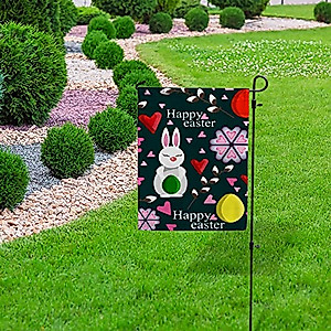 My Little Nest Seasonal Garden Flag Happy Easter Bunny Eggs Double Sided Vertical Garden Flags for Home Yard Holiday Flag Outdoor Decoration Farmhouse Banner 12"x18"