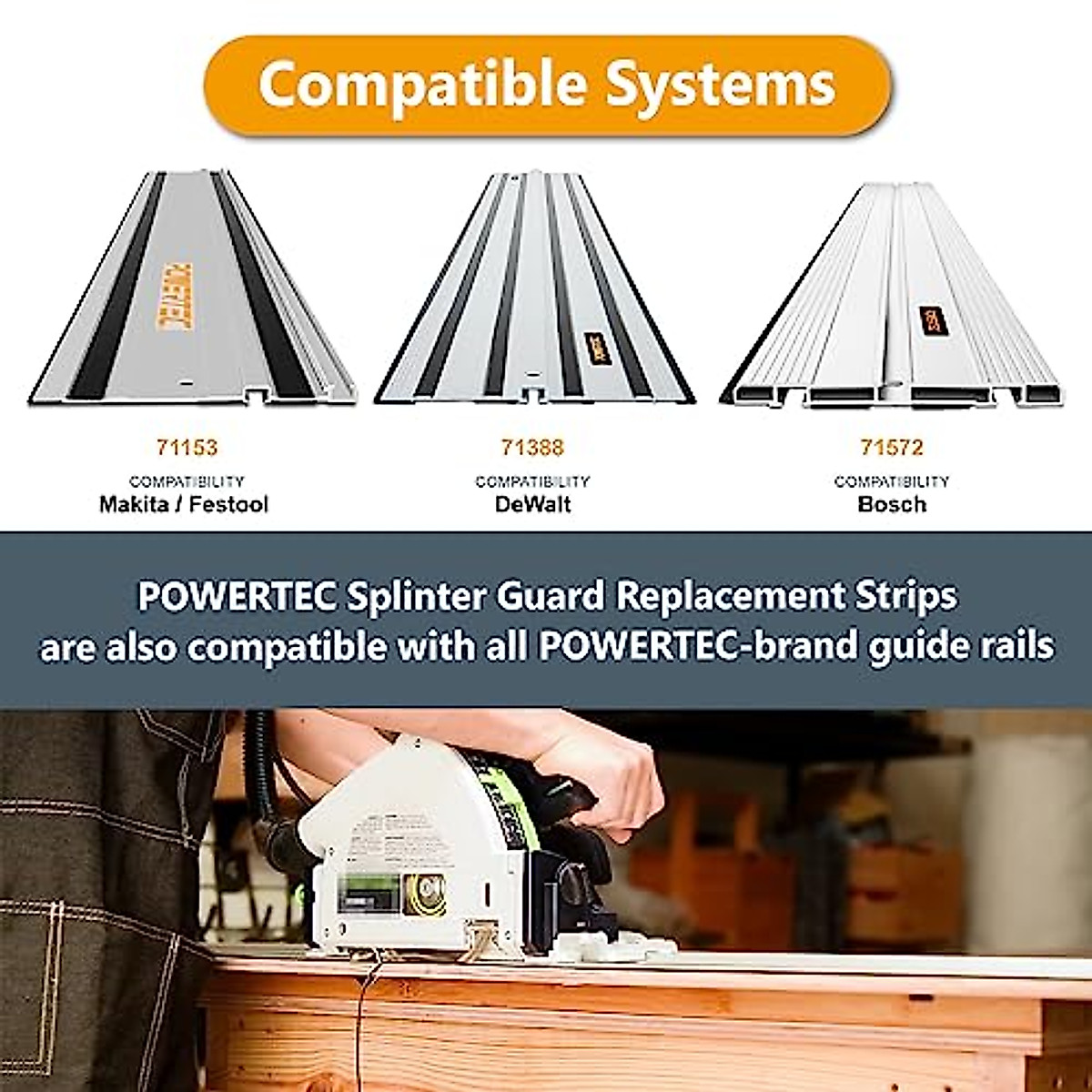 POWERTEC 71656 Splinter Guard Replacement Strip for POWERTEC Track Saw Guide Rail, 118” Makita 194419-4 & Festool Track Saw Guide Rails