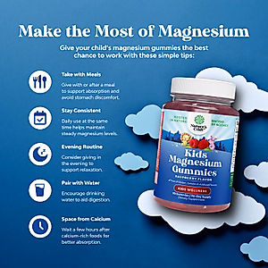 Relaxing Calm Magnesium Gummies for Kids - Great Tasting Kids Magnesium for Nerve Bone and Muscle Health Calm Gummies for Wellness with 85mg per Serving