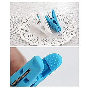 MONSTA Living Spring Clothespins - Plastic Soft Grip, Anti-Slip Clothes Pins with Sturdy Steel Springs - Blue &amp; White Attractive Clothing Line Clips - Top Air-Drying Clothing Pin Set (Pack of 14)