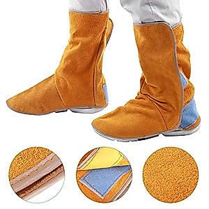 Welding Spats 1 Pair Leather Welding Boot Covers Retardant Welding Boot Cover Welder Leg Foot Safety Protection Safety Boot Cover Leg Foot Protection Cover