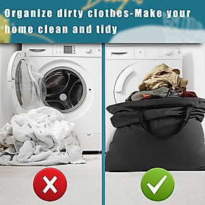 LOLOMLO Extra Large Canvas Laundry Bags with Handles & Drawstring Closure, Heavy Duty Tears Resistant Clothes Storage Travel Bags,25.5"x34",Black