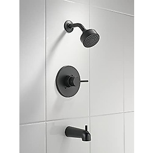 Delta Faucet Modern 14 Series Matte Black Shower Faucet, Tub and Shower Trim Kit with Single-Spray Touch-Clean Black Shower Head, Matte Black T14459-BL-PP (Valve Not Included)