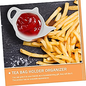 Holibanna 9 Pcs Tea Bag Saucer Pencils for Ceramic Coasters Snail Tea Bag Holder Tea Bag Squeezer Ceramic Tea Bag Plate Tea Packet Holder Tea Rack Kitchen Mini White Ceramics Seasoning