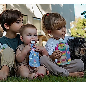 Tummy Reusable Baby Food Storage Pouches for Toddlers and Kids | 8 pack | Refillable for Applesauce, Smoothies, Yogurt & Puree Squeeze Pouch | 5oz | BPA Free & Freezer Safe