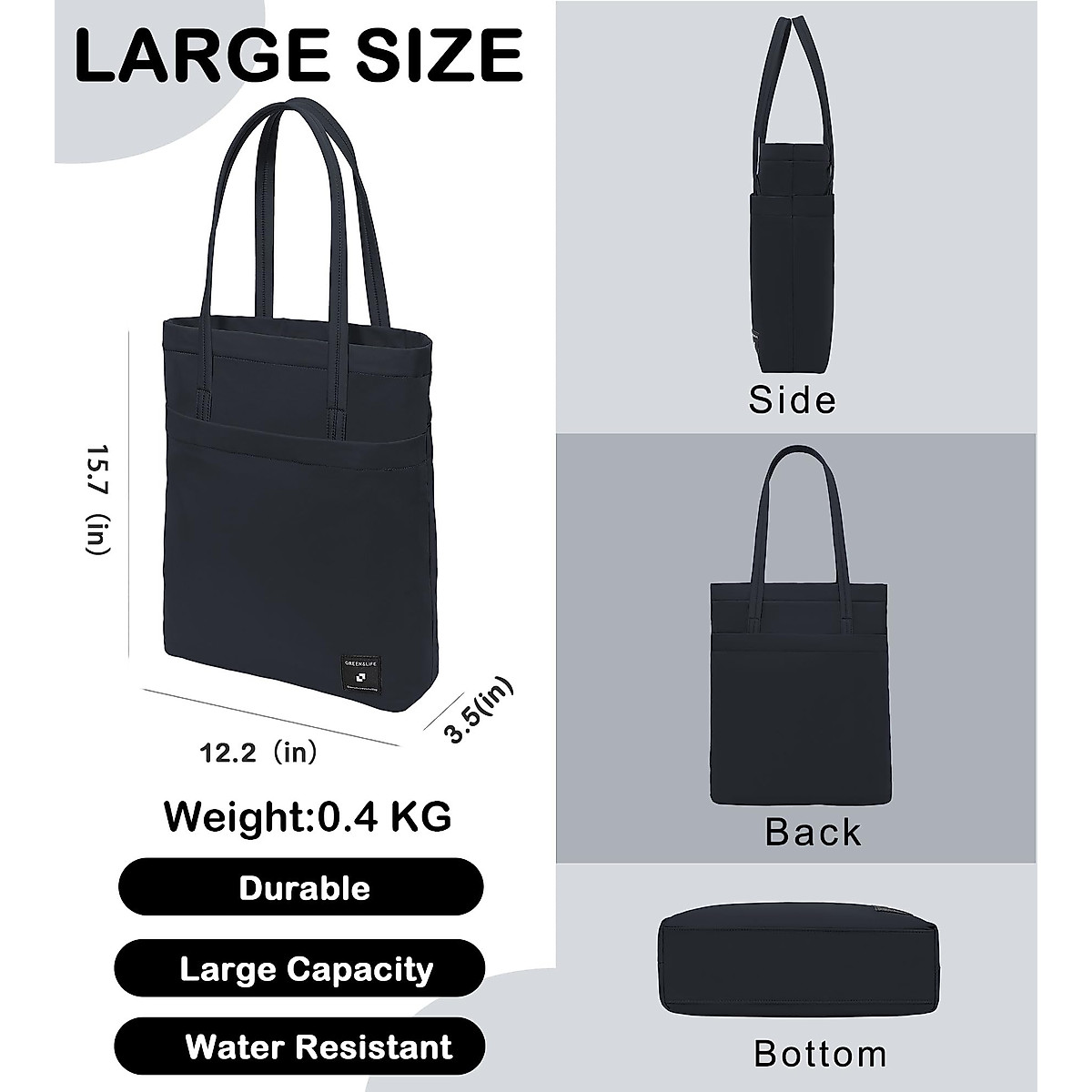 BASICPOWER Tote Bag for Women, Lightweight Shoulder Purse Laptop Work Gym Bag for Gym, Travel, Work