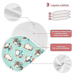 vvfelixl Baby Burp Cloths Cute Penguins Skates Baby Newborn Cotton Burping Cloths Set Baby Washcloths 4 Pack Blue
