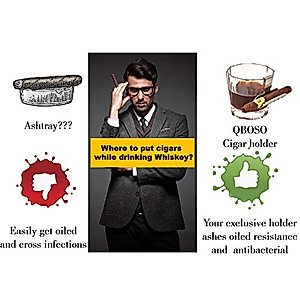 Whisky Glass Cigar Holder QBOSO Portable Cigar Holder With Hollow-carved Design, Whisky Glass-Mate on the Bar Countertop,Make Your Drinking and Smoking more Enjoyable