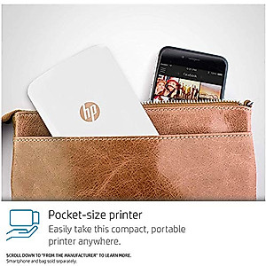 HP Sprocket Plus Instant Color Photo Printer, Print 30% Larger Photos on 2.3x3.4 Sticky-Backed Paper – White (2FR85A)