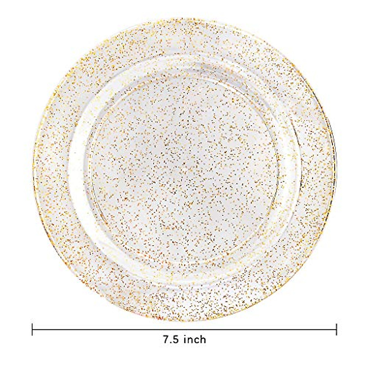 Liacere 100Pieces Gold Plastic Plates-Disposable Gold Glitter Appetizer Plates-7.5inch Premium Plastic Salad/Dessert Plates for Wedding &Parties