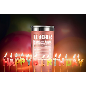 MASGALACC Teacher Gifts for Women - Teacher Tumbler With Lid - Teachers Appreciation Gifts for Women Birthday Christmas, 20oz Mug Rose Gold