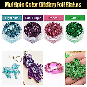 Gold Foil Flakes, 20 Bottles Gilding Flakes Set, Metallic Foil Flakes, Imitation Gold Foil Flakes with Tweezers for Resin, Nail Art, Painting, Slime & Crafts,Jewelry Making, Candle Molds