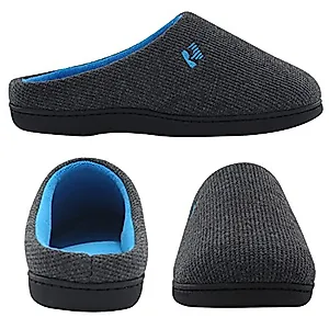 RockDove Men's Original Two-Tone Memory Foam Slipper, Size 5-6 US Men, Dark Grey/Blue