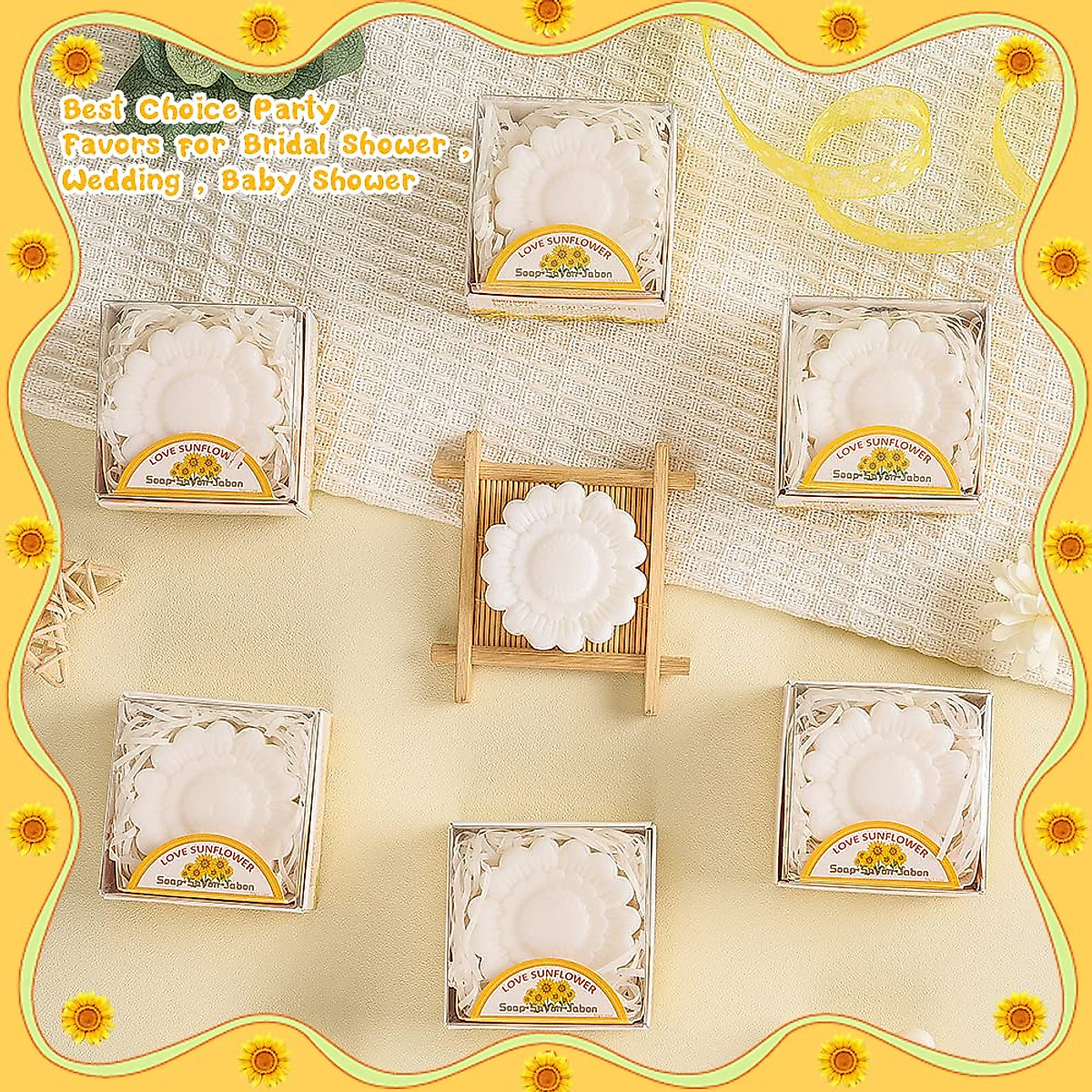 AIXIANG 24 Pack Sunflower Style Soap Favors, Wedding Party Favors for Guests, Bridal Shower Party Favors, Mothers Day Gifts Soaps, Housewarming Favors, Baby Shower Favors