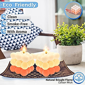 2 Pcs Bubble Candle Home Decoration Gradient Light Orange Bubble Candle Handmade Cube for Bedroom Bathroom Decorations Soy Candles Aesthetic Set