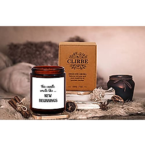 Scented Candle, "New Beginnings"Candles Gifts for Women, Men, Friends, New House, New Job, Retirement，Soy Candles for Home Scented, Home Decorations, Aromatherapy Candles, Amber Jar Candles-029GY