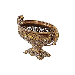 Deco 79 Polystone Ornate Decorative Bowl with Handles, 19" x 10" x 12", Gold