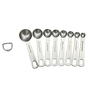 MEKBOK Magnetic Measuring Spoons Set, Dual Sided, Stainless Steel, Fits in Spice Jars, Black, Set of 8