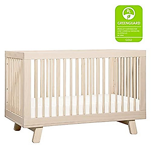Babyletto Hudson 3-in-1 Convertible Crib with Toddler Bed Conversion Kit in Washed Natural, Greenguard Gold Certified
