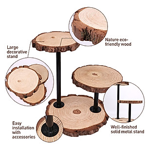 Wood Cupcake Stand Holder, Round Cake Stands for Weeding Dessert Table, 3 Tier Cake Didplay Stands for Party Presenting, Birthday, Parties, Weddings, Natural Wooden Cake Stand Dessert Display