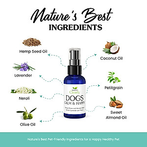 Natural Calm & Happy Oil for Dogs - Pet Safe Essential Oils with Lavender, Petitgrain and Neroli - Calming and Soothing for Stress, Anxiety, Hyperactivity | Natural Pet Product Made in USA