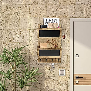 Megsooul Hanging Mail Organizer for Wall,Wall Mounted Mail Organizer with 4 Key Hooks,Letter Organizer Wall Mail and Key Holder with Mail Sorter,Key and Mail Holder for Entryway Wall