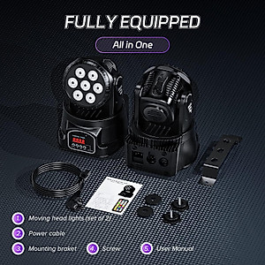 U`King Moving Head Light RGBW LED Stage Lighting Effect 7x10W Moving Heads Wash Lights by DMX and Remote Control with Professional Spotlight for DJ Disco Events Wedding Birthday Party Live Show Bar