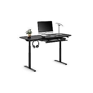 BDI Furniture Soma - Lift Desk - 72" W - Ebonized Ash Top - Black Base