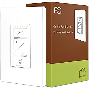 Nexete Ceiling Fan Control & Dimmer Wall Switch, 2 in 1 Light and Ceilig Fan Combination Light Switch,Single Pole,No Wi-Fi Capability, Neutral Wire Needed.