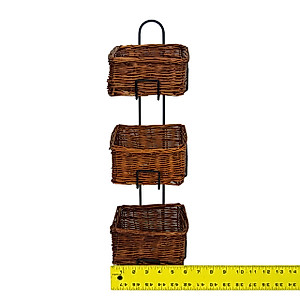 Mobile Merchandisers CR0620-3B-MB 3-Tier 3 Square Willow Basket Counter Display Rack,Brown