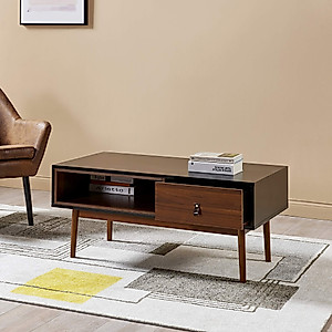 Versanora Reno Coffee Table with Storage Space-Black/Walnut, 39.62" x 21.62" x 17.75"