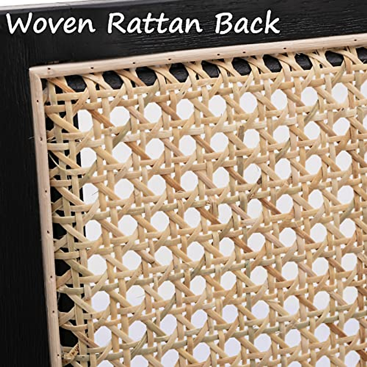 ZHENGHAO Rattan Dining Chairs Set of 2, Mid Century Modern Chairs with Mesh Back, Accent Cane Kitchen Chairs Comfy Side Chair with Arms for Dining Room/Restaurant/Living Room, Black