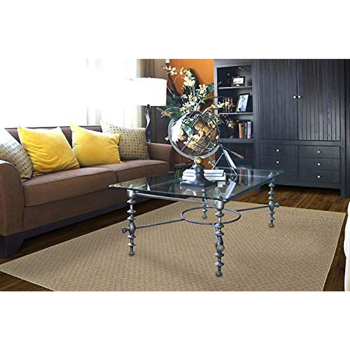 Garland Rug Town Square Beige Tan 9' x 12' Non Slip Area Rug for Living Rooms & Hallways, Stylish & Durable for High-Traffic Areas