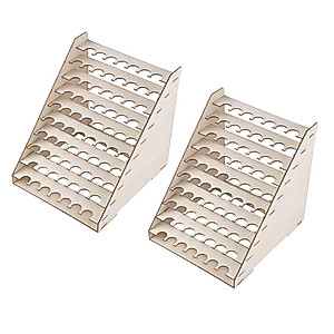 misppro 2pcs 75 Pots Wooden Pigment Paint Bottle Rack Model Organizer Storage Holder