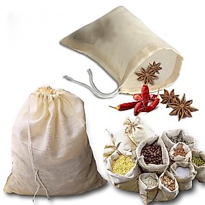 kingleder 12Pack Reusable Drawstring Cotton Soup Bags, Straining Herbs Cheesecloth Bags, Coffee Tea Brew Bags, Soup Gravy Broth Stew Bags, Bone Broth Brew Bags(4''x6'')