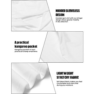 COOFANDY Men's Workout Hooded Tank Tops Bodybuilding Muscle Cut Off T Shirt Sleeveless Gym Hoodies White