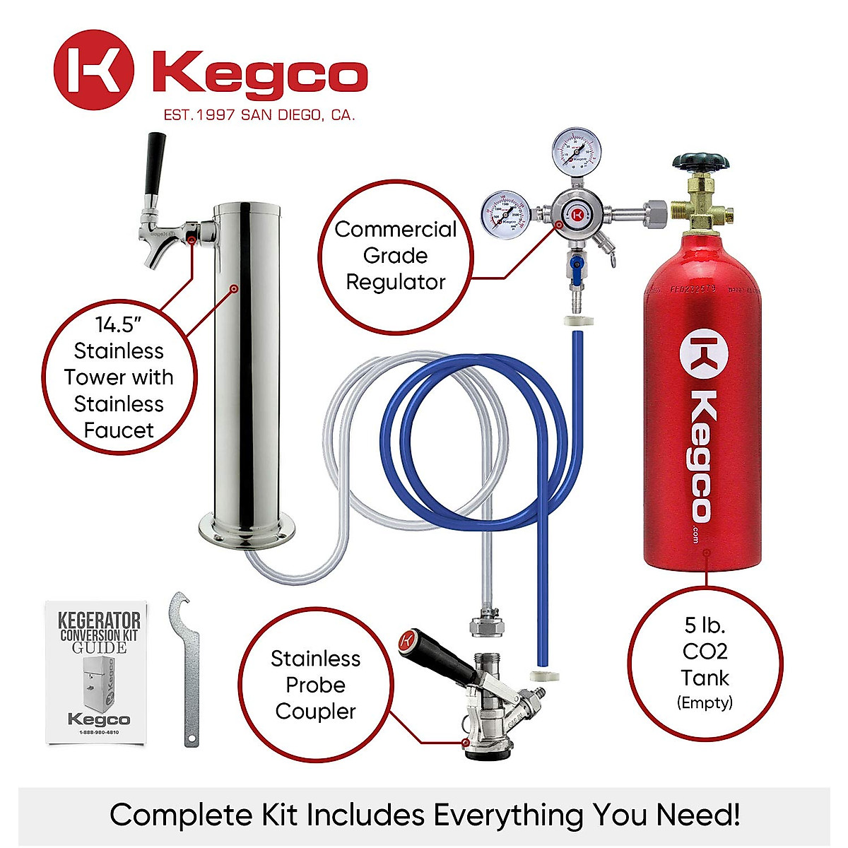 Kegco Kegerator, Single Tap, Stainless Steel
