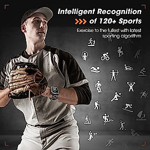 Rgthuhu Military Smart Watches for Men (Answer/Make Call), 100M Waterproof Rugged Smart Watch for Android Phones and iPhone, 1.9" Outdoor Sports Fitness Tracker with Heart Rate, Sleep Monitor, Black