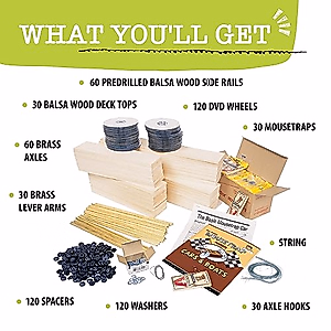 Pitsco Balsa Wood Mousetrap Vehicle Kit (For 30 Students)
