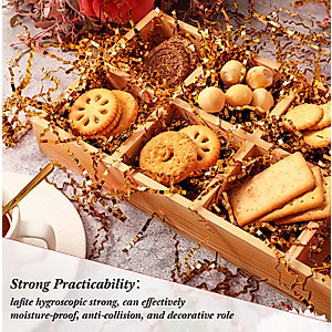 Outus Crinkle Cut Paper Shred Filler Shredded Paper for Gift Box Crinkle Paper Metallic Shredded Crinkle Cut Paper Easter Grass Tissue Paper for Wedding Birthday Wrapping Boxes Bags (Gold, 1 LB)