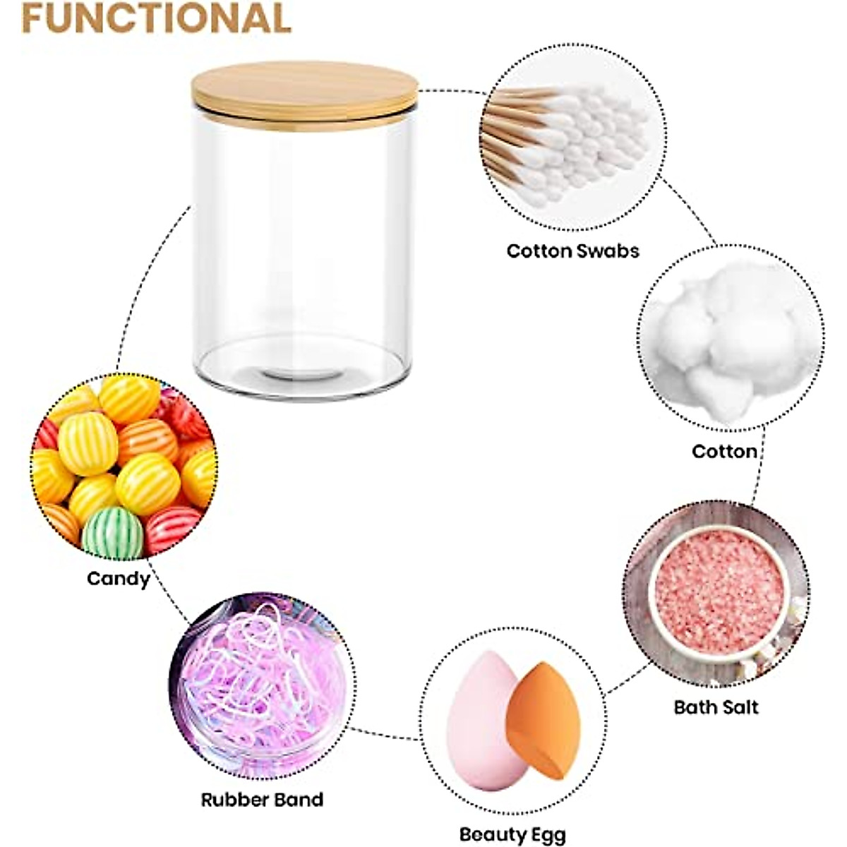 Glass Qtip Holder with Tray, CODOGOY Apothecary Jars with Lids for Bathroom Q tip Holder Bathroom Canisters for Cotton Balls Cotton Swabs Hair Ties Floss Perfume Jewelry