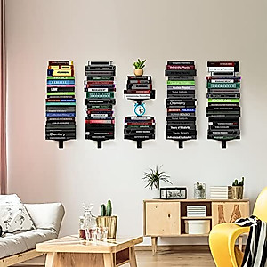 ART-GIFTREE Invisible Floating Book Shelves for Wall, Iron Floating Bookshelf Wall Mounted, Heavy-Duty Book Organizers for Home Bedroom Living Room Office, 2 Pack Black