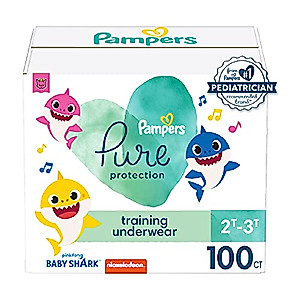 Pampers Pure Protection Training Underwear, Baby Shark, Size 4 2T-3T, 100 Count