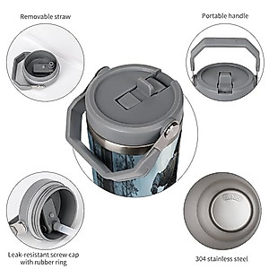 Mountain Bike Tournament 30oz Stainless Steel Insulated Tumbler with Straw & Foldable Handle - Leakproof, Double-Wall Vacuum Travel Thermos for Hot/Cold Drinks, Non-Slip Base, Fit Cup Holders