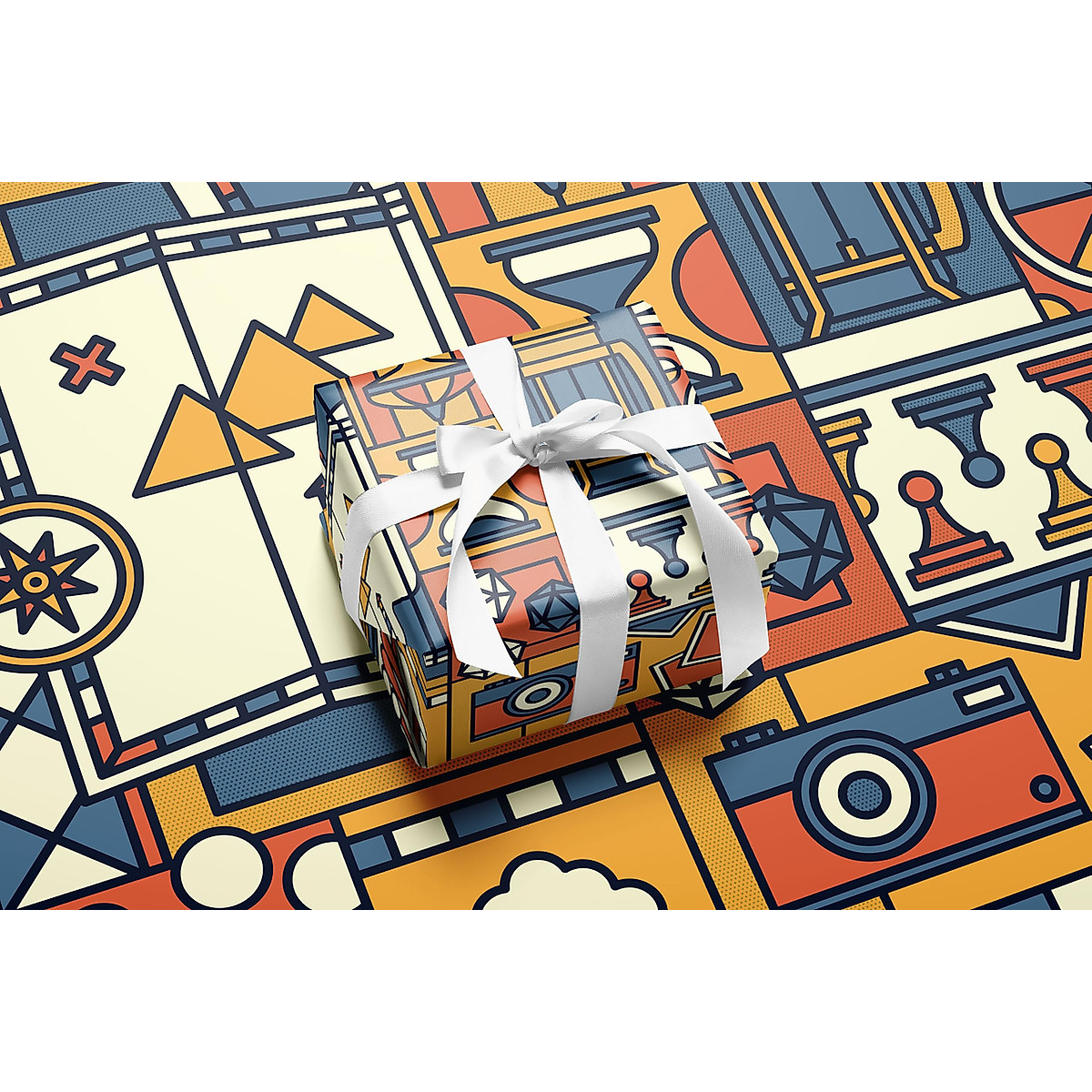 Stellar Factory Board Game and Amusement Pattern Wrapping Paper - 17 inches x 20 feet