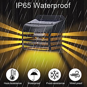 Solar Fence Lights, 4 Pack Solar Deck Lights Outdoor, IP65 Waterproof Wireless Solar Night Step Lights, Automatic Decorative Wall Lights for Path, Patio, Garden, Porch, Lawn, Stair, Yard, Warm Light