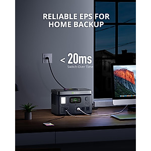 GROWATT Portable Power Station Generators: VITA550 Solar Generator (Solar Panel Optional) with 538Wh LiFePO4 Battery,1 Hour Fast Charging, 600W (1200W Surge) Output for Outdoor Camping/RVs/Home Use