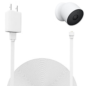 UYODM 16.5ft/5m Power Cord Cable Compatible with Google Nest Cam Outdoor or Indoor, Battery(2nd Generation) -Weatherproof Charging Cable with Adapter Power Your Nest Cam (Battery) Continuously - White
