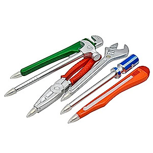 Maydahui 20PCS Hardware Hand Tool Pens Novelty Shape Black ink Ballpoint Pen Pipe Wrench Pincer Pliers Art Knife Spanner Hammer Screwdriver for School Skilled Worker