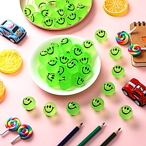 Chalyna 45 Pcs Glow in The Dark Smile Face Bouncing Balls Bulk 1 Inch Mini High Bounce Balls for Kids Teens Glowing Valentines Halloween Christmas Party Favors rubber Goodie Bag Fillers for Boys Girls